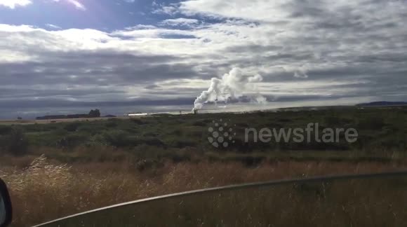 Driving by the Efri-Reykir Geothermal Plant on Iceland’s Golden Circle ...