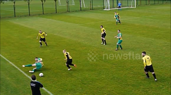 Amateur soccer player falls over after stepping on the ball - Buy, Sell ...