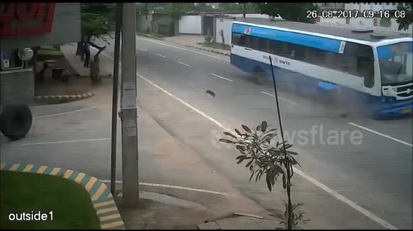 CCTV captures terrifying moment wheel comes off running bus loaded with ...