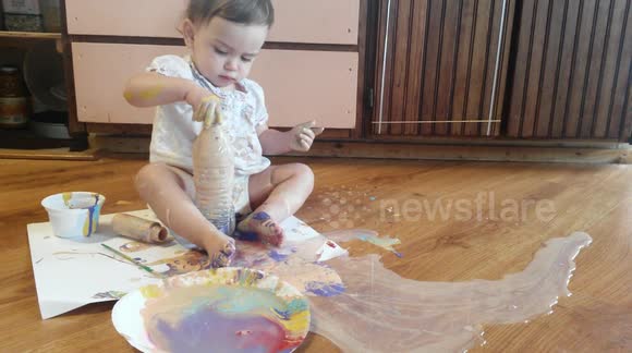 Toddler Gets Messy with Paint - Spills Water - Buy, Sell or Upload ...