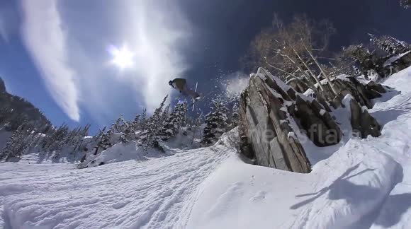 Skier falls off cliff into snow abyss - Buy, Sell or Upload Video ...