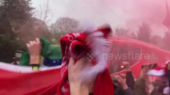 Liverpool fans welcome the Liverpool FC Team bus with Pyro - Buy, Sell ...