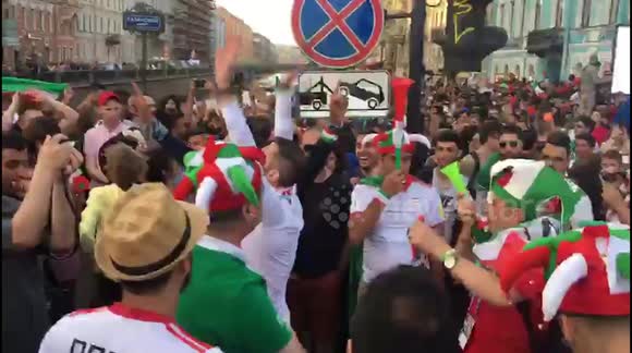 Iran fans do the famous Iceland viking clap as they arrive at the World ...