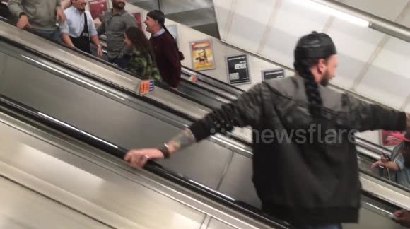 Man Loses Walker On Escalator - Buy, Sell or Upload Video Content with ...