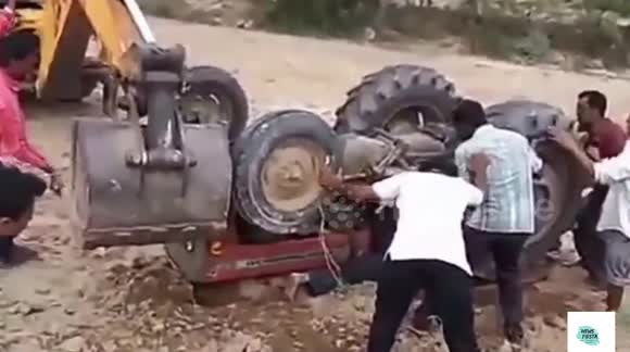 Indian farmer has a 'near death' after getting partially crushed by his ...