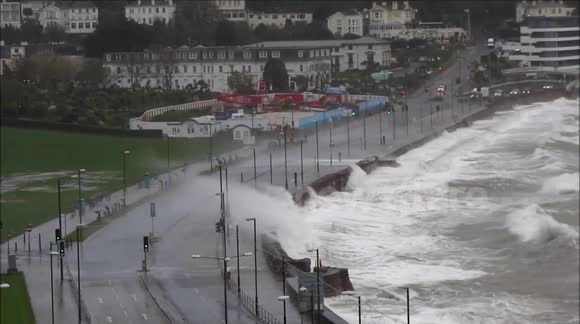 Waves pound the coastline in Torquay, Devon - Buy, Sell or Upload Video ...