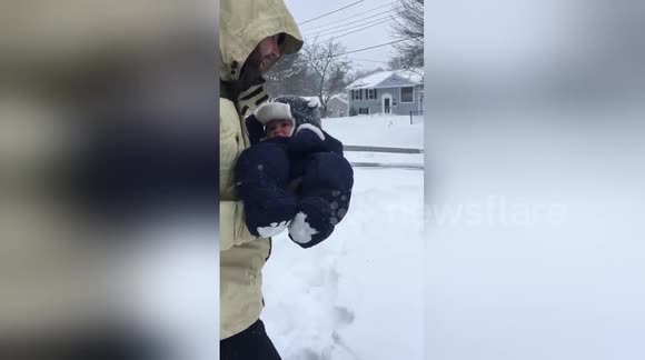 Father dunks baby son into fresh snow in viral video - Buy, Sell or ...