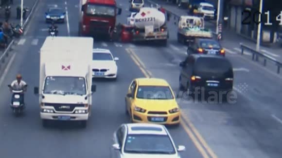 Car smashed between two lorries in China - Buy, Sell or Upload Video ...
