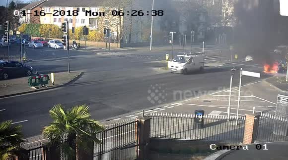 Car bursts into flames after smashing into vehicle in front on busy ...