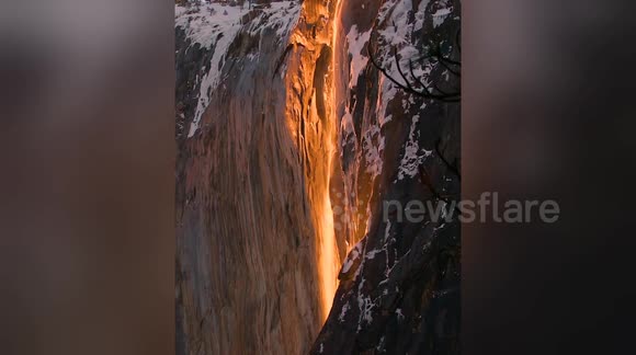 Yosemite firefall: Reflection creates illusion of lava flowing down ...