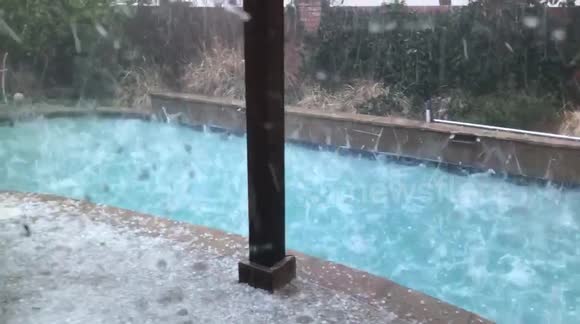 "Golf ball-sized hail" makes North Texas pool look like frenzy of ...