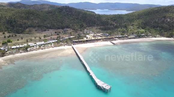 Aerial View of Abandoned South Molle Resort Jetty Damaged by Cyclone ...
