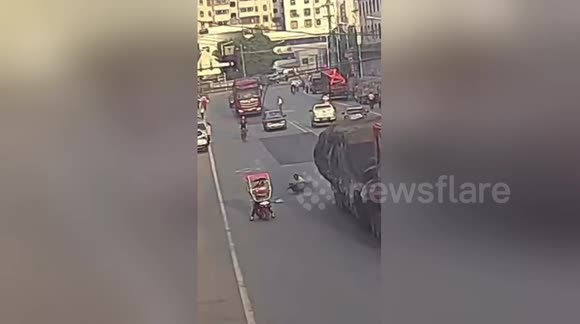 Scooter rider miraculously survives from being run over by lorry in China - Buy, Sell or Upload ...