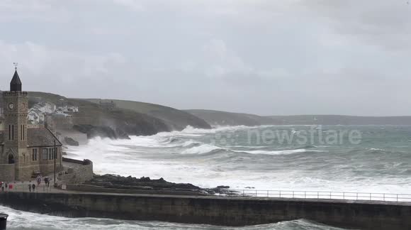 Wind and waves batter Cornwall as severe weather warnings issued - Buy ...