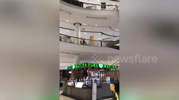 Dramatic moment shopping mall roof collapses during rain storm in ...