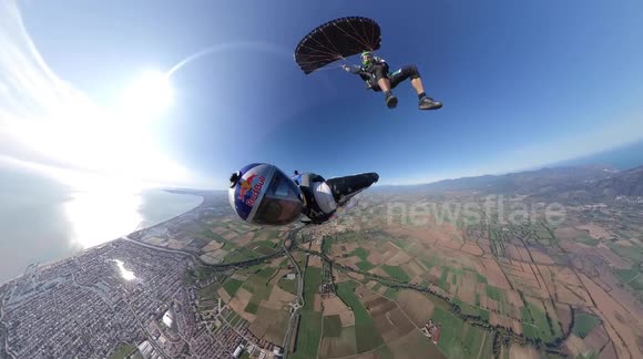 This is the moment a skydiver used his friend as a human SURFBOARD - 15 ...