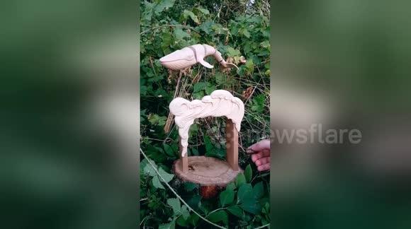 This wooden whale automata simulates swimming in very realistic way ...