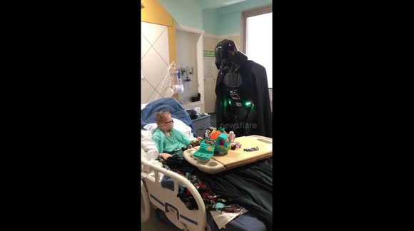 Darth Vader Visits Special Boy Ezra after 4th Brain Surgery in Hospital ...