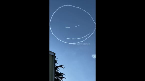 Plane pilot draws large smiley face in the sky above UK city - Buy ...