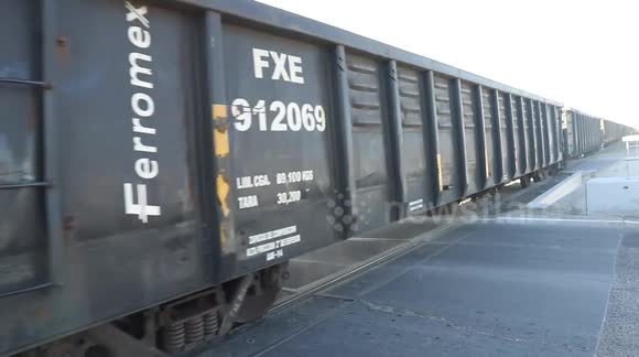 Passage of train and wagons on the tracks. Ferromex railway. Mexican ...