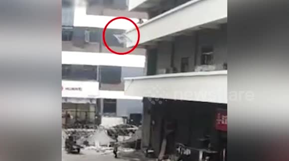 Chinese woman miraculously survives after being hit by iron bed frame thrown out of building ...