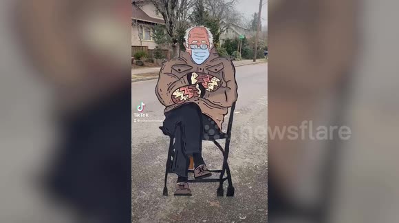 Artist creates a life-sized cutout of the Bernie Sanders meme from the ...