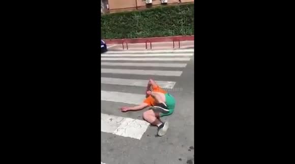 OUCH! Man performing street tricks kicks himself in the face, knocks himself out - Buy, Sell or ...