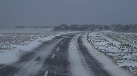 Snow blowing across the road - Blizzard , Norfolk , UK - Buy, Sell or ...