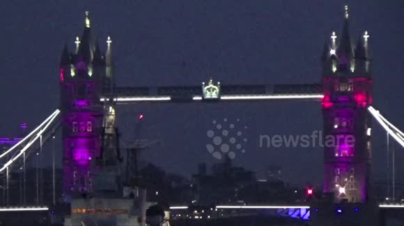 Tower Bridge lights up pink for royal baby - Buy, Sell or Upload Video ...