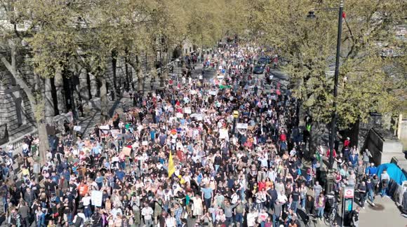 Bird's eye view shows scale of Saturday's anti-lockdown protest - Buy ...