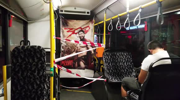 Greek bus driver uses '300' poster to ensure passengers are at a safe ...
