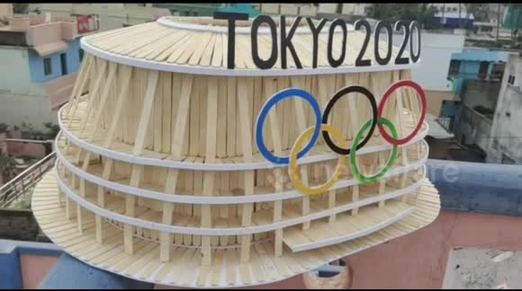 Teenaged girl uses thousands of popsicle sticks to form Tokyo's Olympic ...
