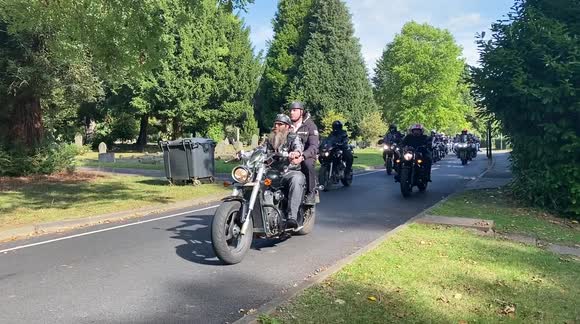 Tragic biker given 'one final ride along' as his coffin was put in a ...