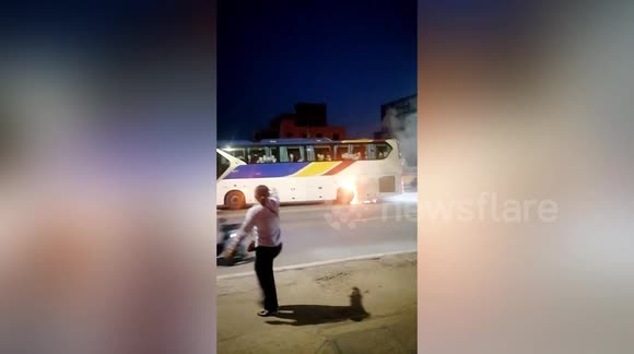 Passersby in China flag down flaming bus to allow students to evacuate ...