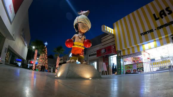 Time lapse of people shopping in downtown Hermosillo Mexico, at night ...