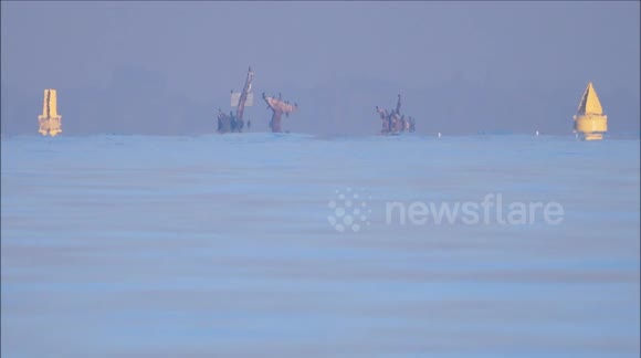 Thames 'doomsday' ship SS Richard Montgomery at high tide off Kent, UK ...