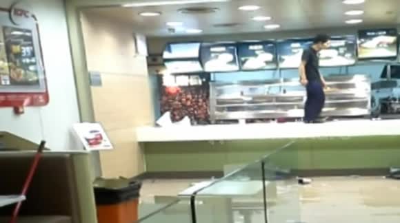 Upset man smashes KFC - Buy, Sell or Upload Video Content with Newsflare