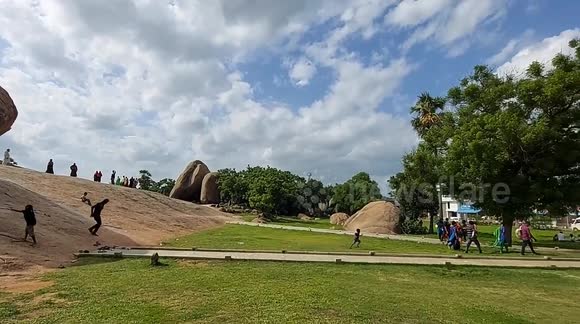 Mysterious Butter ball (250 tonnes) stone stands on a slippery slope in ...