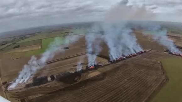 Aerial video of huge straw bale fire in Lincolnshire, England - Buy ...