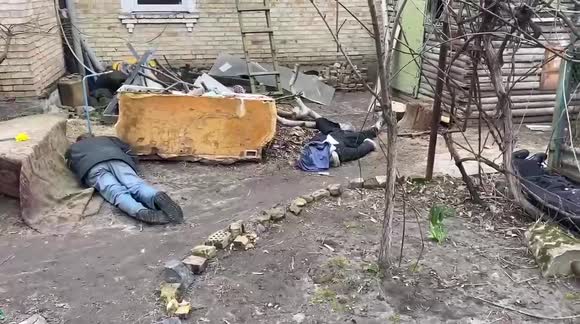 Distressing footage shows bodies of civilians lying in Bucha street ...