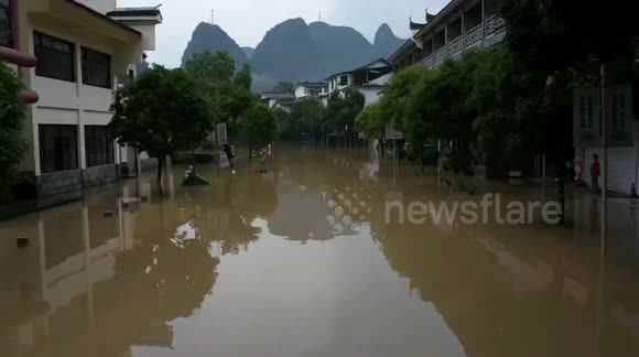 Flood Waters Hit Guilin, Guangxi, China - Buy, Sell or Upload Video ...