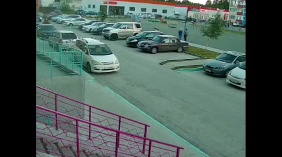 Drunk Siberian woman constantly rides an ATV around the playground ...