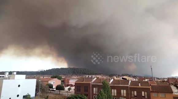 Wildfire rages near Barcelona in Spain - Buy, Sell or Upload Video ...