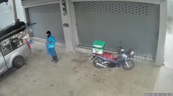 Rider runs for life as electric meter behind him explodes during ...