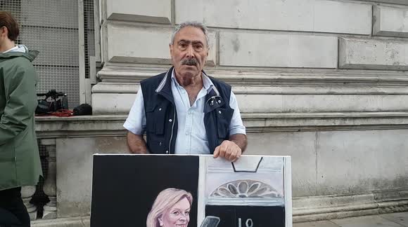 Artist displays satirical painting of Liz Truss on her first day in ...