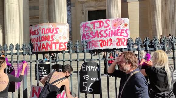 Feminist collective "Nous Toutes" stage protest in Paris after 100th ...