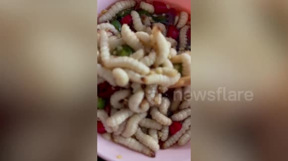 Popular Burmese snack made with live bamboo worms as the main ...