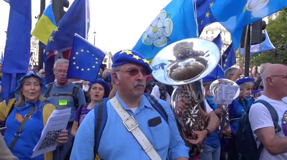 National Rejoin March 2022: rejoiners enter Whitehall to the sound of ...