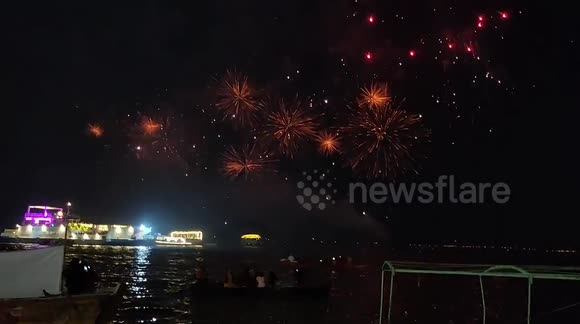 Impressive firework display over India's Ganges as locals celebrate ...