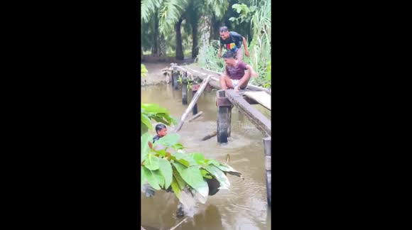 Fail! Guy wants to throw friend into river, but falls instead - Buy ...